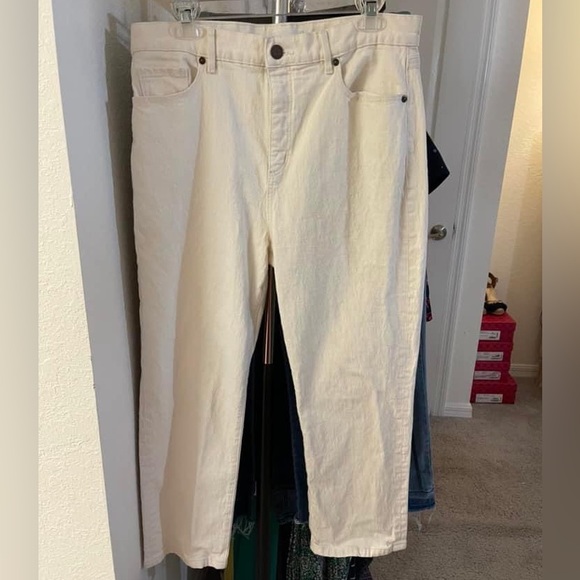 LOFT | Jeans | Loft High Waist Straight Crop Jeans In An Ivory Color ...